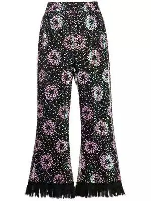 Anna Sui Cropped Sequin-embellished Trousers