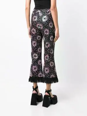 Anna Sui Cropped Sequin-embellished Trousers