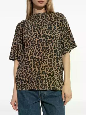 ANINE BING Leopard Print Crewneck T-shirt