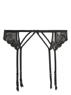 FLEUR DU MAL Heart Embroidered Garter Belt