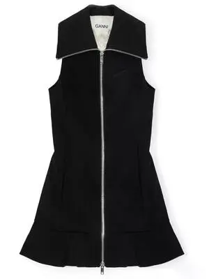 GANNI Zip-up Crepe Mini Dress