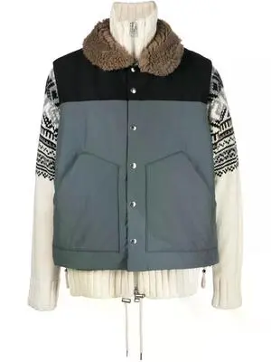 Sacai Padded Shearling-collar Jacket
