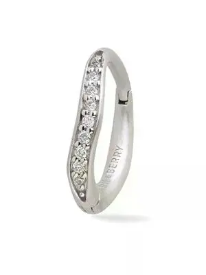 LARK & BERRY 14kt White Gold Large Dune Diamond Hoop Earring - Silver