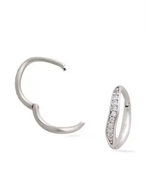 LARK & BERRY 14kt White Gold Large Dune Diamond Hoop Earring