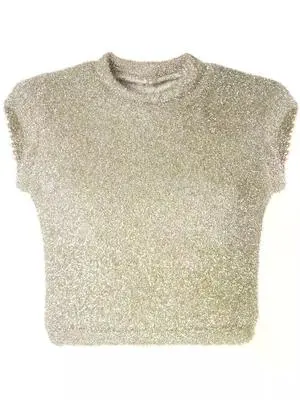 BAMBAH Metallic Knitted Crop Top