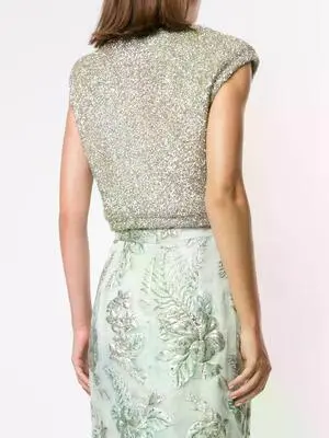 BAMBAH Metallic Knitted Crop Top