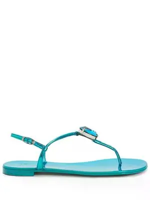 GIUSEPPE ZANOTTI Anthonia Metallic-effect Flat Sandals - Blue