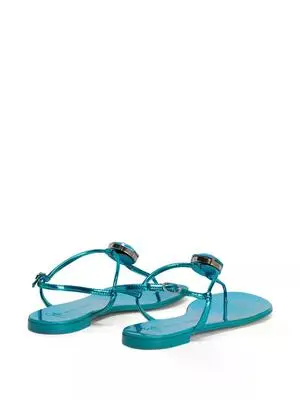 GIUSEPPE ZANOTTI Anthonia Metallic-effect Flat Sandals - Blue