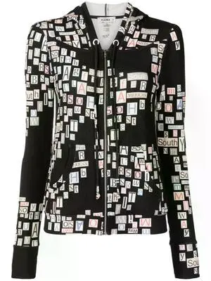 AMIR SLAMA Text-print Zip-up Hoodie - Black