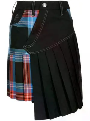 CHARLES JEFFREY Asymmetric Plaid Miniskirt - Black