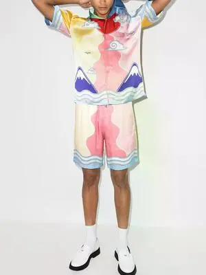 Casablanca Soleil Levant Silk Shorts - Pink
