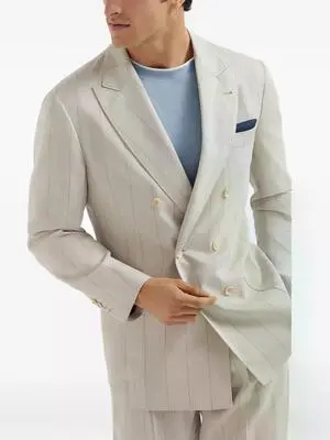 Brunello Cucinelli Silk-twill Blazer - Neutrals