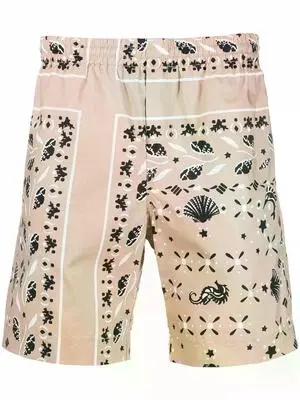 MSGM Paisley Print Cotton Shorts - Neutrals
