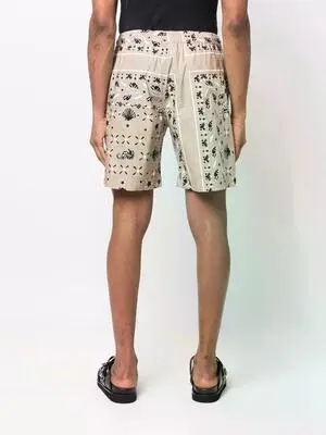 MSGM Paisley Print Cotton Shorts - Neutrals
