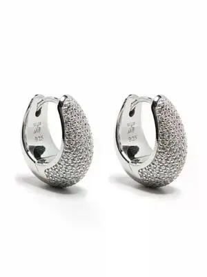 Tom Wood Ice Hoop Pave Earrings - Silver