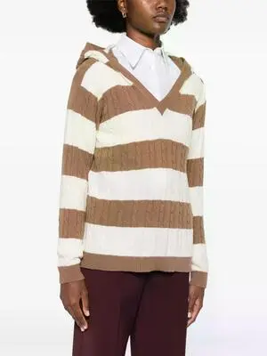 SEMICOUTURE Striped Cable Knit Sweater