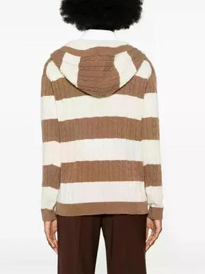 SEMICOUTURE Striped Cable Knit Sweater