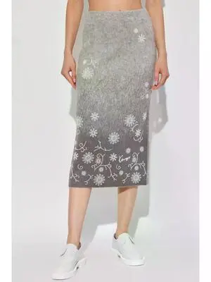 Kenzo Beaded Alpaca Wool-blend Skirt