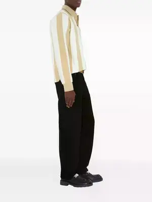 Burberry Loose Fit Wide Leg Jeans With Logo Appliqu