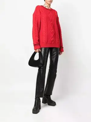 MARINE SERRE Wool Cable Knit Jumper