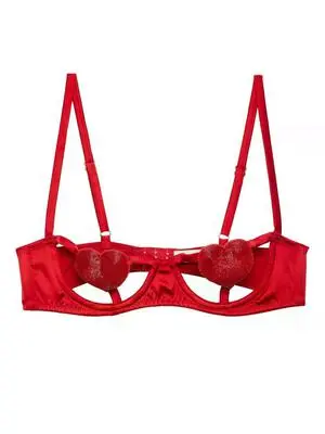 FLEUR DU MAL Queen Of Hearts Balconette Bra - Red