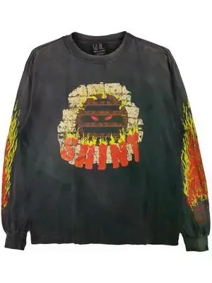 SAINT MXXXXXX Graphic Print Crewneck Sweatshirt - Black