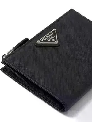 Prada Triangle-logo Saffiano Leather Wallet - Black