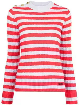 GANNI Striped Cable Knit Jumper