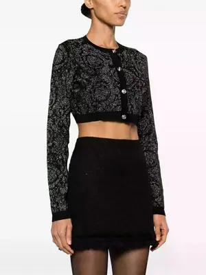 Versace Barocco Lurex Cropped Cardigan