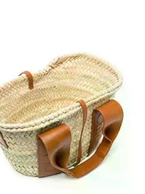 Chloé Raffia Tote Bag With Leather Trim And Logo Detail