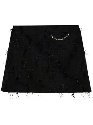 GANNI Fringed Tweed Mini Skirt