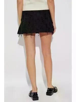 GANNI Fringed Tweed Mini Skirt