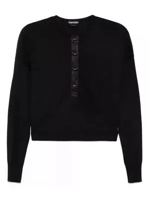 TOM FORD Polo Collar Drop-shoulder Top - Black