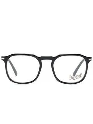 Persol Po3337v Logo-engraved Round-frame Glasses - Black