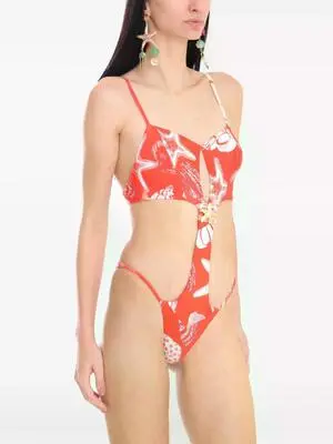 AMIR SLAMA Starfish-print One-piece Swimsuit