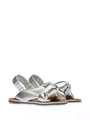 Miu Miu Knotted Flat Sandals - Silver
