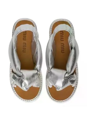Miu Miu Knotted Flat Sandals - Silver