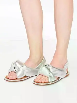 Miu Miu Knotted Flat Sandals - Silver