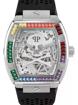 Philipp Plein Skeleton Watch With Gemstone Embellishments