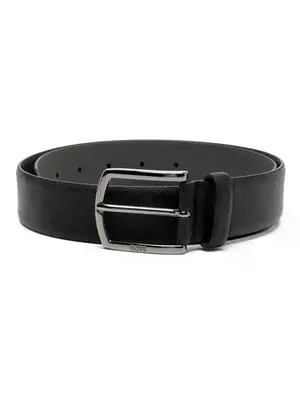BOSS Logo-plaque Leather Belt - Black