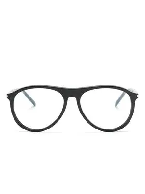 Saint Laurent Logo-engraved Pilot-frame Glasses