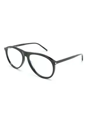 Saint Laurent Logo-engraved Pilot-frame Glasses
