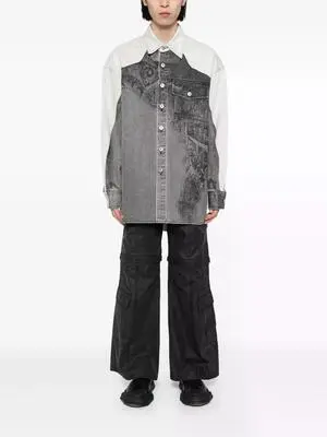 FENG CHEN WANG Printed Denim Trucker Jacket - Black