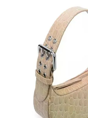 By Far Mini Soho Crocodile-embossed Shoulder Bag - Neutrals