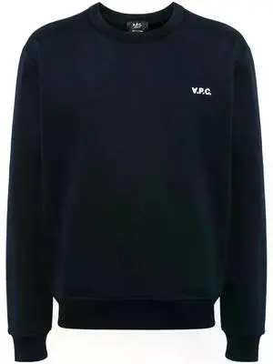 A.p.c. Flocked-logo Cotton Sweatshirt - Blue