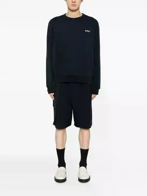 A.p.c. Flocked-logo Cotton Sweatshirt - Blue