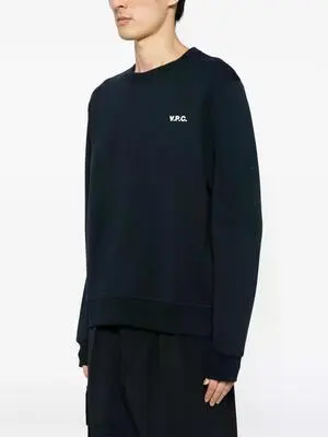 A.p.c. Flocked-logo Cotton Sweatshirt - Blue