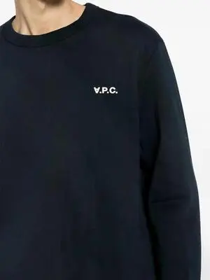 A.p.c. Flocked-logo Cotton Sweatshirt - Blue
