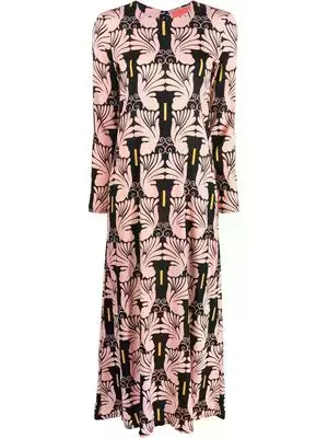 La DoubleJ Graphic-print Long-sleeved Maxi Dress - Pink