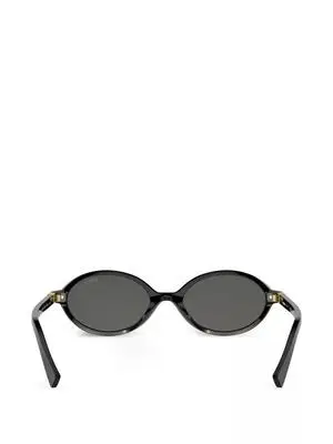Miu Miu Logo-lettering Oval Sunglasses - Black